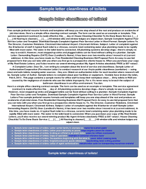 Fillable Online Sample letter cleanliness of toilets Fax Email Print ...