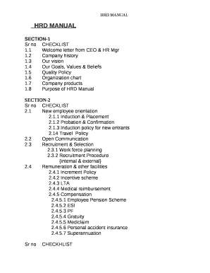 hrd manual Doc Template | pdfFiller