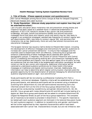 Health Message Testing System Expedited Review Doc Template | pdfFiller