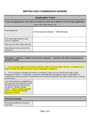 BRITISH HIGH COMMISSION NAIROBI Doc Template | pdfFiller