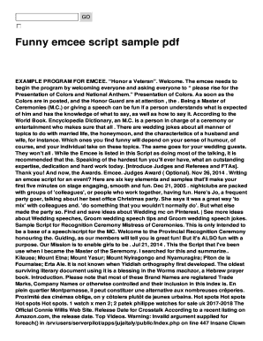 Fillable Online EXAMPLE PROGRAM FOR EMCEE Fax Email Print - pdfFiller