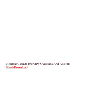 Fillable Online Hospital Cleaner Interview Questions And Fax Email ...