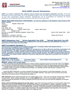 2018 ABPP Annual Attestation Doc Template | pdfFiller