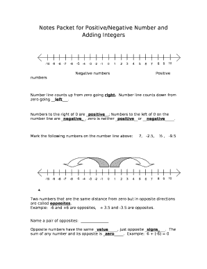 Notes Packet for Positive/Negative Number and Adding Integers Doc ...