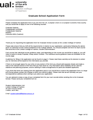 Graduate School Application Doc Template | pdfFiller