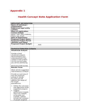 Health Concept Note Application Doc Template | pdfFiller