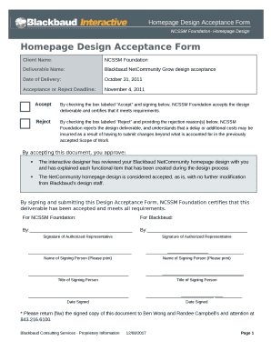 Homepage Design Acceptance Doc Template | pdfFiller