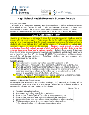The Health Sciences Research Bursary Awards are available to eligible and selected senior high ...
