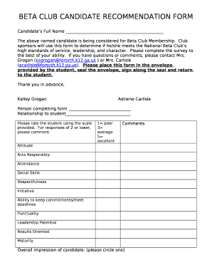 recommendation letter for club membership Doc Template | pdfFiller