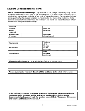 Initial Disciplinary Proceedings:Any member of the college community ...