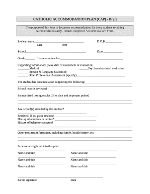 accommodation plan example Doc Template | pdfFiller