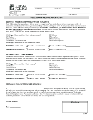Fillable Online DIRECT LOAN MODIFICATION FORM Fax Email Print - pdfFiller