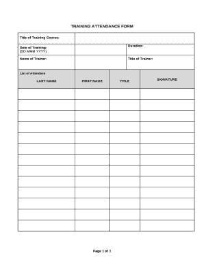 TRAINING ATTENDANCE Doc Template | pdfFiller