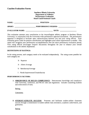 Coaches Evaluation s Doc Template | pdfFiller