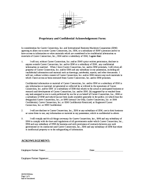 Proprietary and Confidential Acknowledgement : Doc Template | pdfFiller