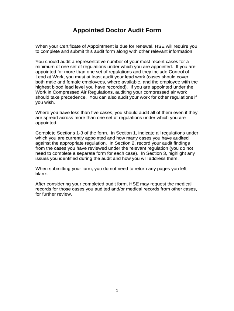 Appointed Doctor Audit Doc Template | pdfFiller