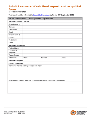 Adult Learners Week Final Report and Acquittal - nt gov Doc Template ...