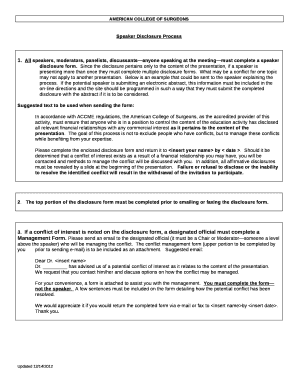 Speaker Disclosure Process Doc Template | pdfFiller