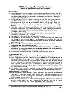 ACT WorkKeys Paper/Pencil Test Administration Doc Template | pdfFiller