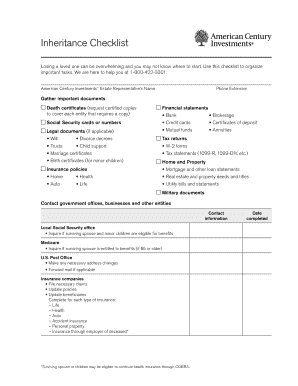 Fillable Online Inheritance Checklist Fax Email Print - pdfFiller