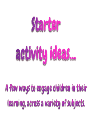 Fillable Online Starter Activity Ideas Fax Email Print - pdfFiller
