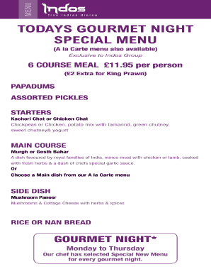 Fillable Online fine indian dining Fax Email Print - pdfFiller