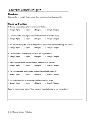 Fillable Online COUPLES CHECK-UP QUIZ Fax Email Print - pdfFiller