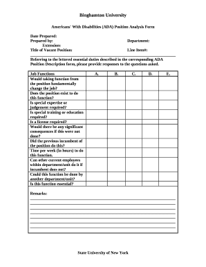 Americans' With Disabilities (ADA) Position Analysis Doc Template ...