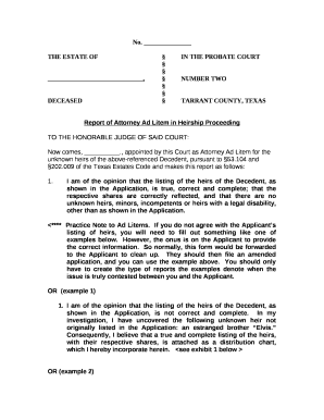 THE ESTATE OFIN THE PROBATE COURT Doc Template | pdfFiller