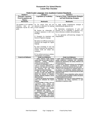 Fillable Online Ninth Grade Language Arts Academic Content Standards ...