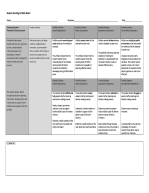 Fillable Online Student Teaching Portfolio Rubric Fax Email Print ...