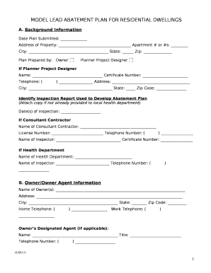 MODEL LEAD ABATEMENT PLAN FOR RESIDENTIAL DWELLINGS Doc Template ...