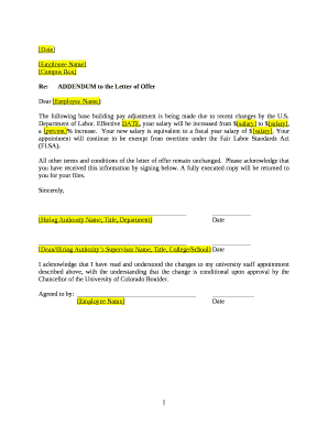 Re:ADDENDUM to the Letter of Offer Doc Template | pdfFiller