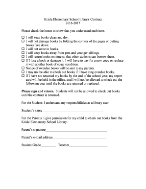 Fillable Online Krisle Elementary School Library Contract Fax Email ...
