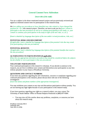 General Consent Addendum Doc Template | pdfFiller