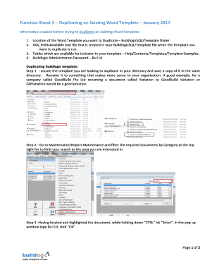Fillable Online Function Sheet 3 Duplicating an Existing Word Template ...