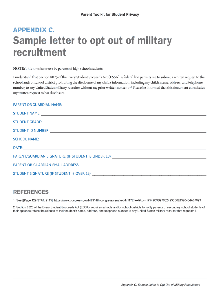 Fillable Online Sample letter to opt out of military Fax Email Print ...