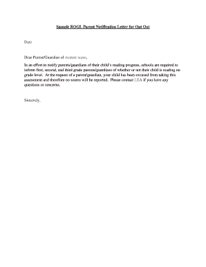 Fillable Online Sample ROGL Parent Notification Letter for Opt Out Fax ...