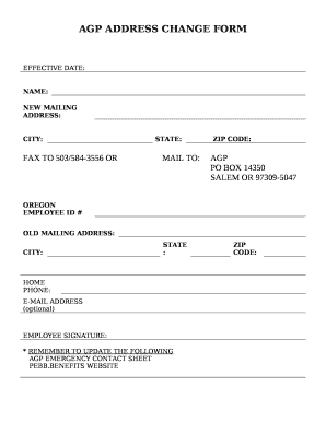 AGP ADDRESS CHANGE Doc Template | pdfFiller