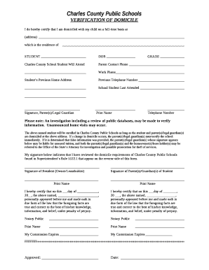 VERIFICATION OF DOMICILE Doc Template | pdfFiller