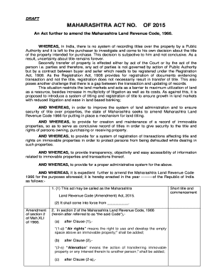 Fillable Online An Act further to amend the Maharashtra Land Revenue ...