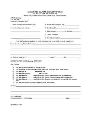 MEDICAID CLAIM INQUIRY Doc Template | pdfFiller