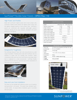 Fillable Online SunPower Flexible Solar Panels SPR-E-Flex-110 Fax Email Print - pdfFiller