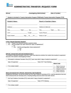 ADMINISTRATIVE TRANSFERREQUEST Doc Template | pdfFiller