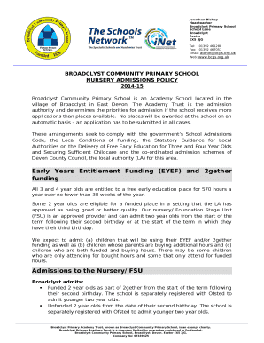 Broadclyst Primary School - bcps org Doc Template | pdfFiller