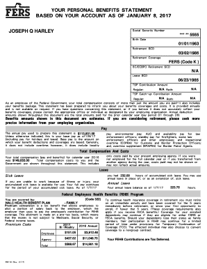 Fillable Online YOUR PERSONAL BENEFITS STATEMENT Fax Email Print ...