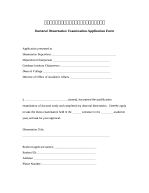 Doctoral Dissertation Examination Application Doc Template | pdfFiller