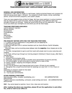 job application for teacher assistant Doc Template | pdfFiller