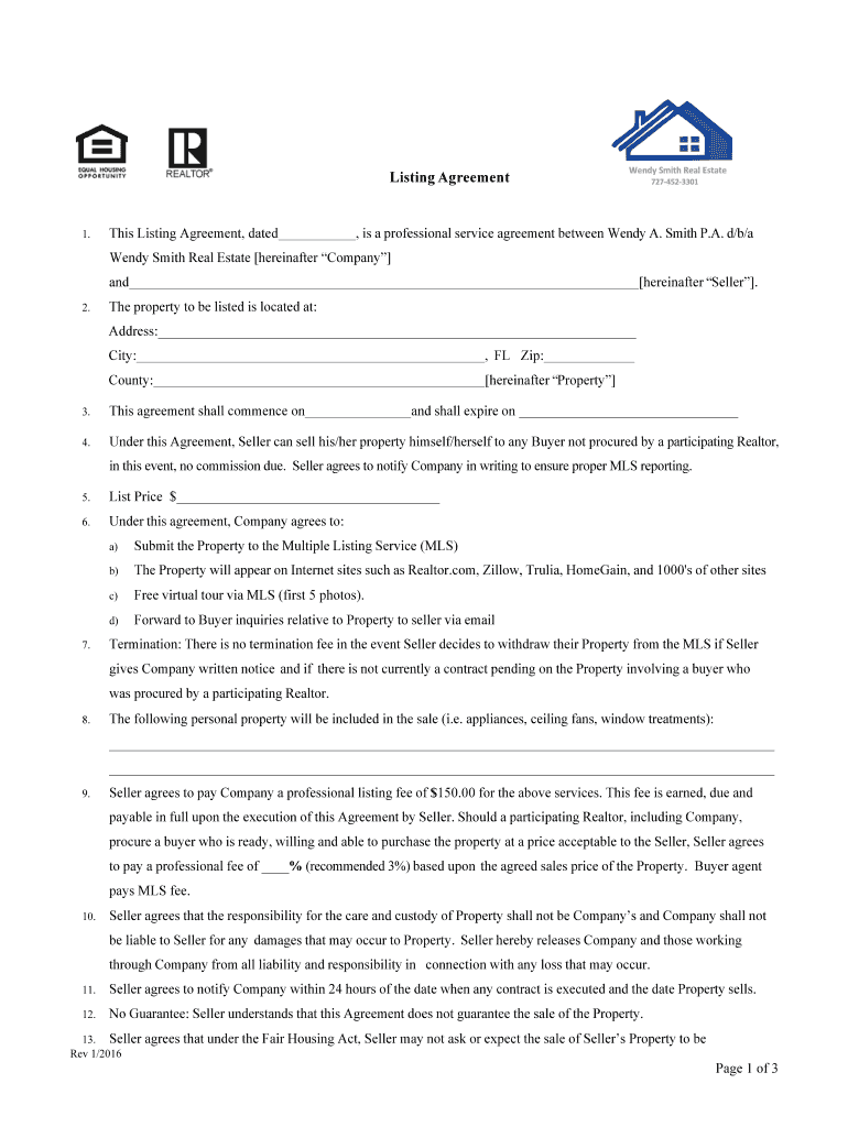 Fillable Online This Listing Agreement, dated Fax Email Print - pdfFiller