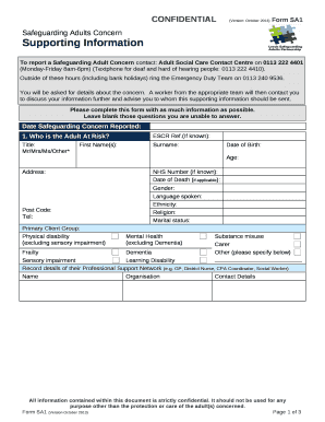 Safeguarding Adults Concern Doc Template | pdfFiller
